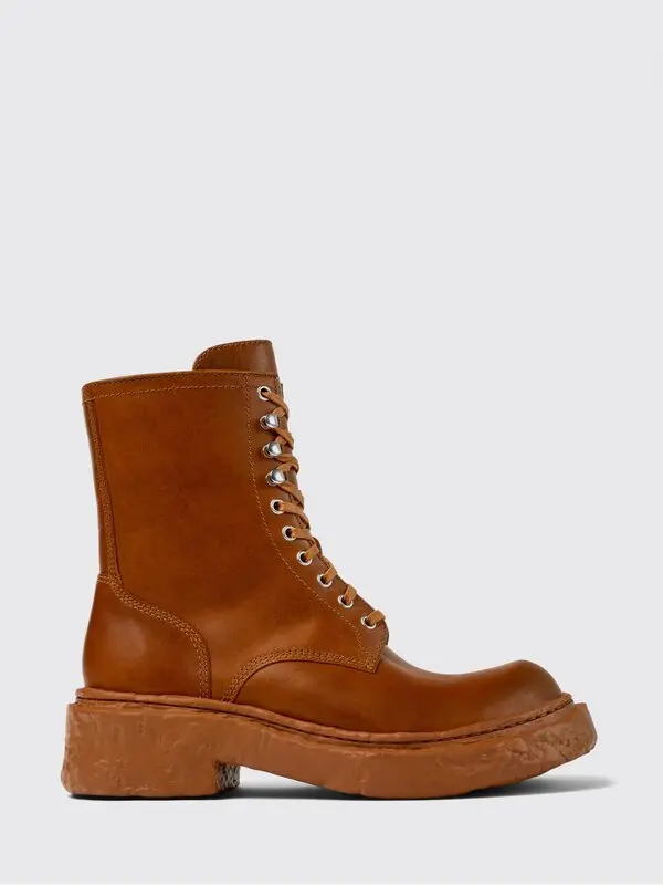 Camper Calfskin Leather Lace-up Combat Boots