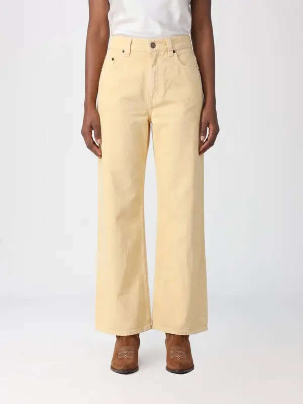 HAIKURE High-waisted Wide Leg Jeans In Linen And Cotton Denim - Beige