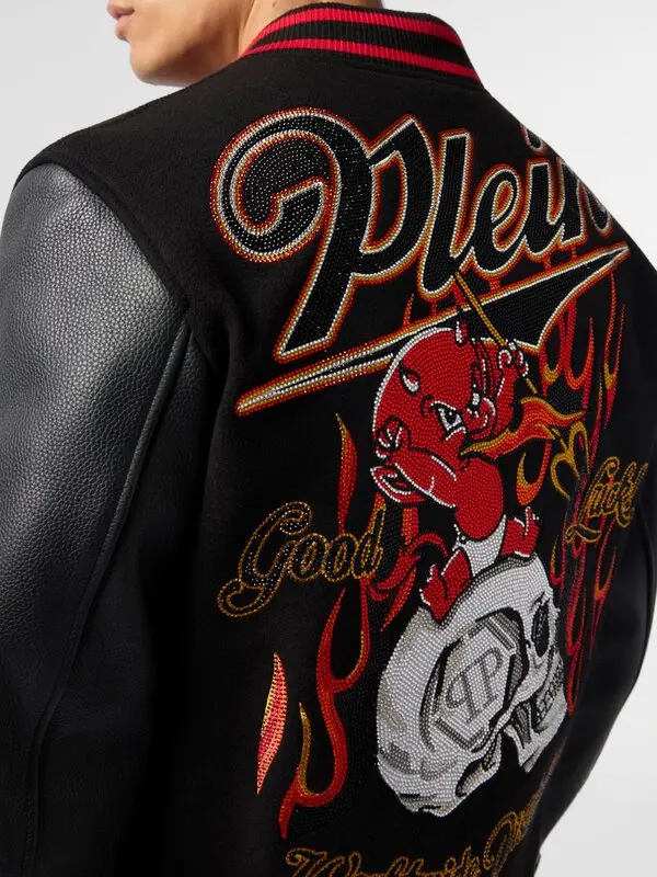 Philipp Plein Embellished Leather Bomber Jacket