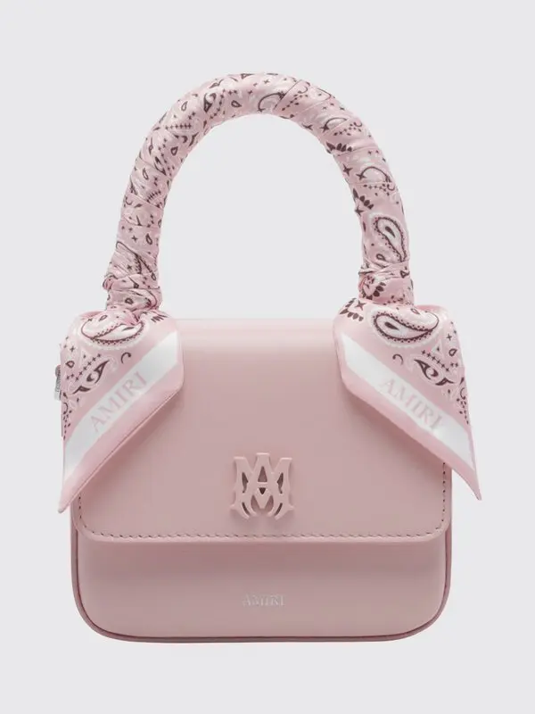 Amiri Leather Handbag With Printed Scarf Handle - Pink