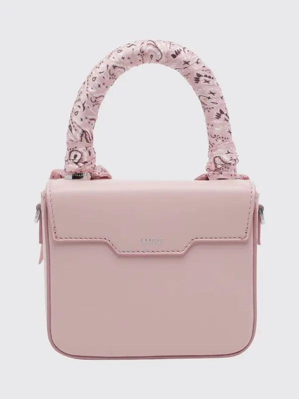 Amiri Leather Handbag With Printed Scarf Handle - Pink