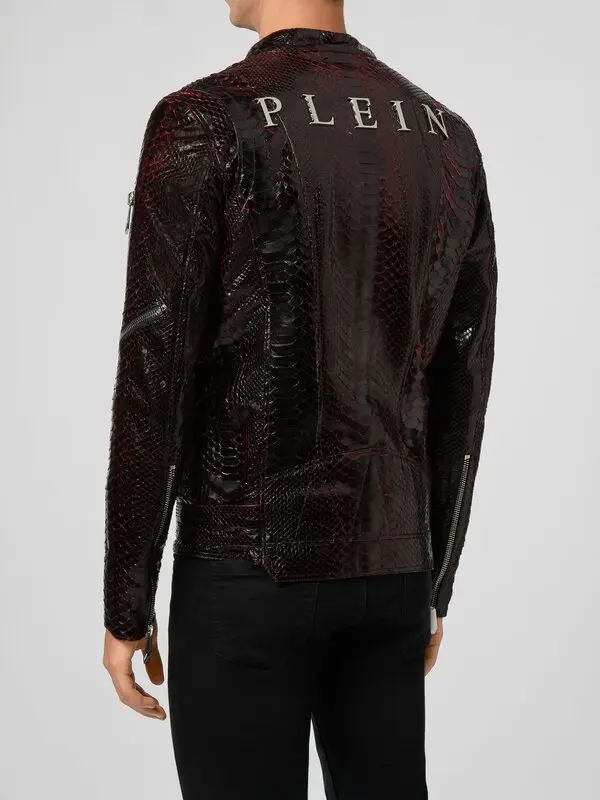 Philipp Plein Embellished Leather Biker Jacket
