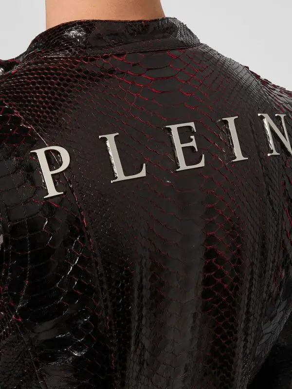 Philipp Plein Embellished Leather Biker Jacket