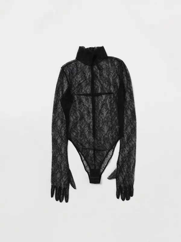 CHB Sheer Lace Mock Neck Bodysuit