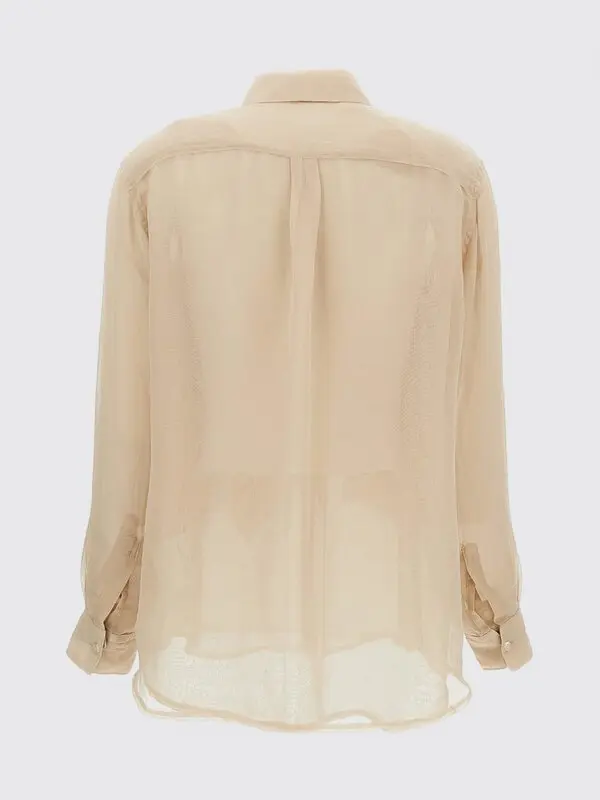 Comme Des Garçons Long-sleeved Crêpe Shirt With Applied Ruffles