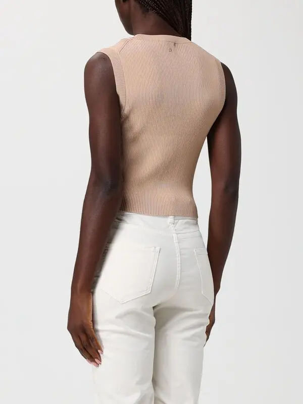 Armani Exchange Ribbed Knit V-neck Waistcoat - Sand