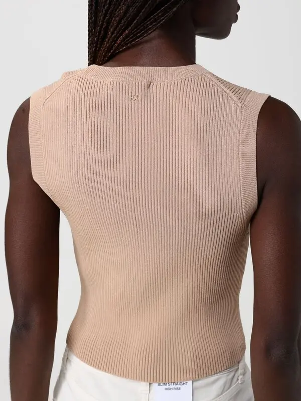 Armani Exchange Ribbed Knit V-neck Waistcoat - Sand