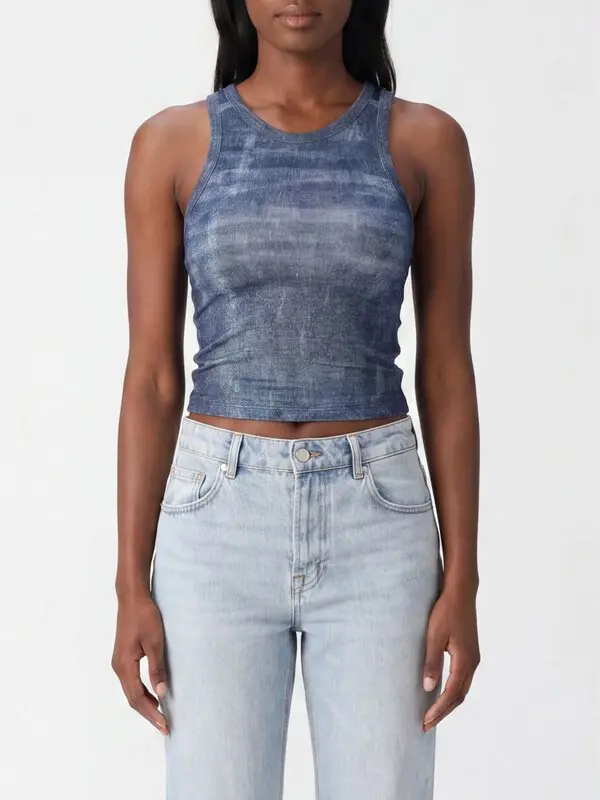 Liu Jo Sleeveless Cropped Top In Viscose Jersey With Abstract Print
