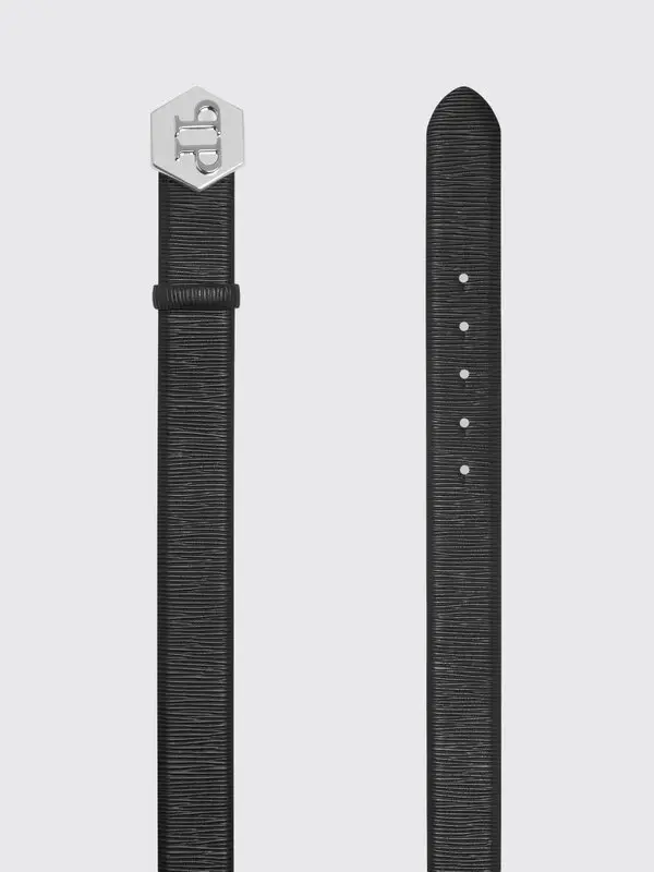 Philipp Plein Calfskin Leather Belt With Hexagon Monogram Buckle