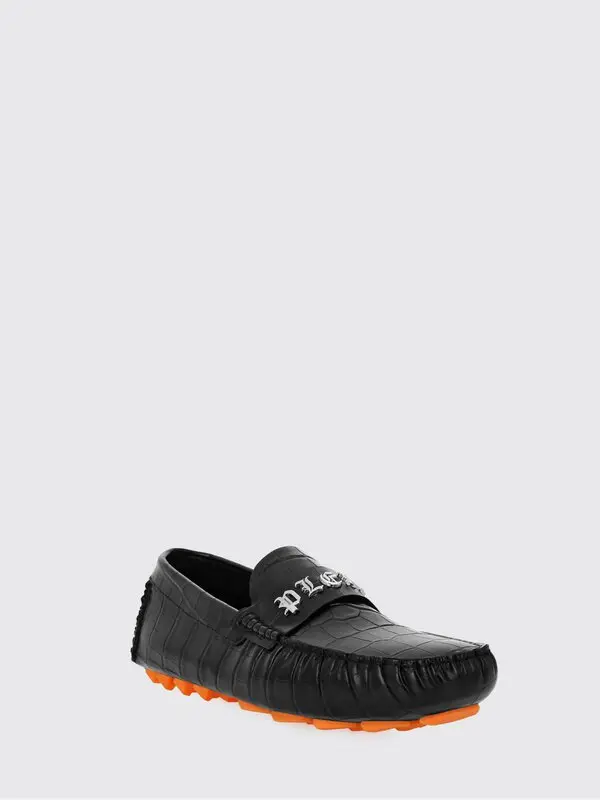 Philipp Plein Crocodile Print Leather Driver Loafers