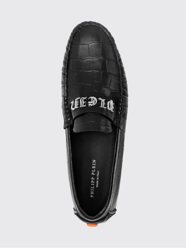 Philipp Plein Crocodile Print Leather Driver Loafers
