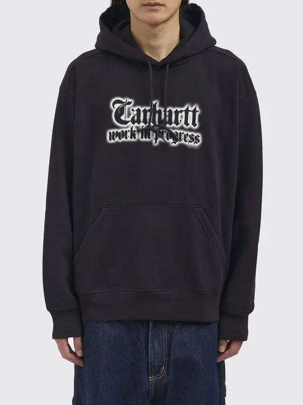 Carhartt Work In Progress Cotton Hoodie With Printed Logo - Black