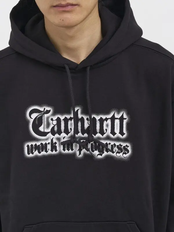 Carhartt Work In Progress Cotton Hoodie With Printed Logo - Black