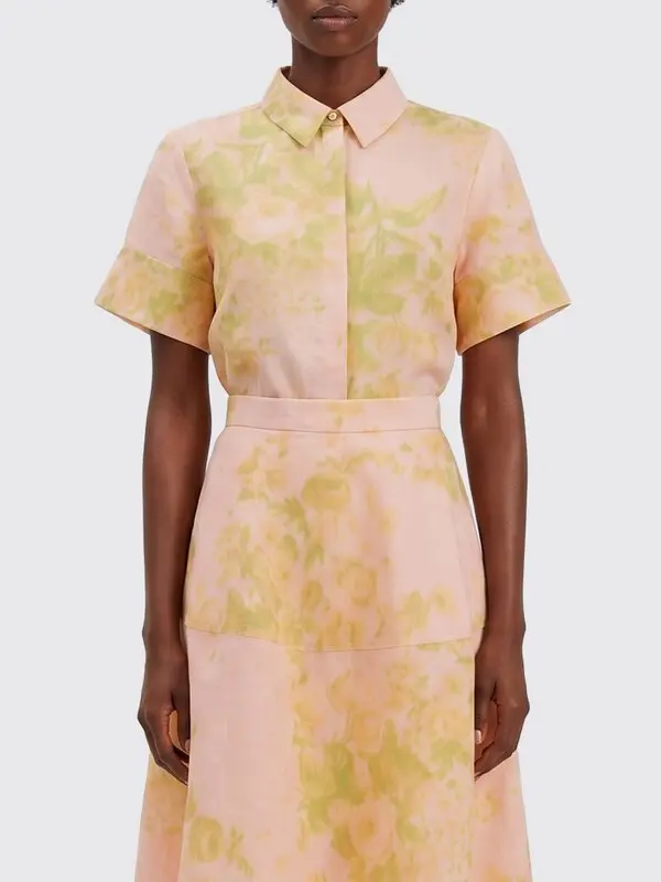 Erdem Short Sleeve Floral Print Linen-blend Shirt