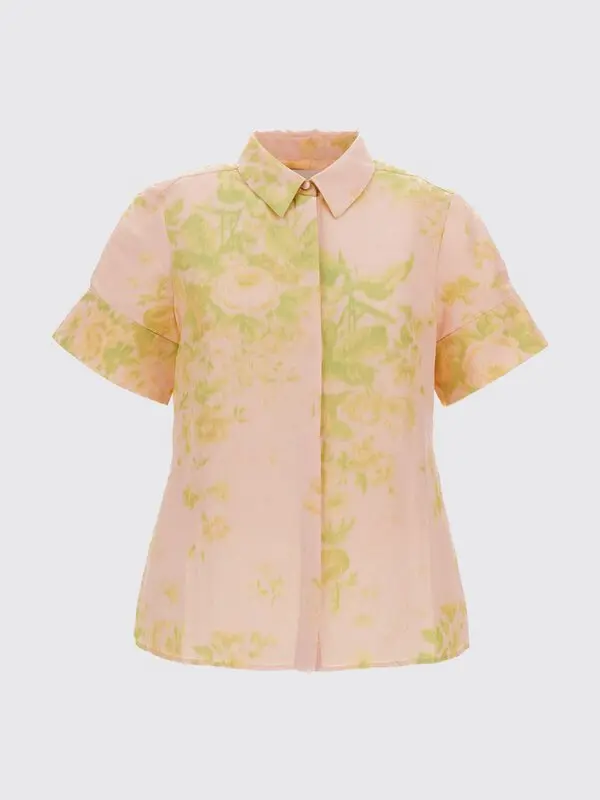 Erdem Short Sleeve Floral Print Linen-blend Shirt