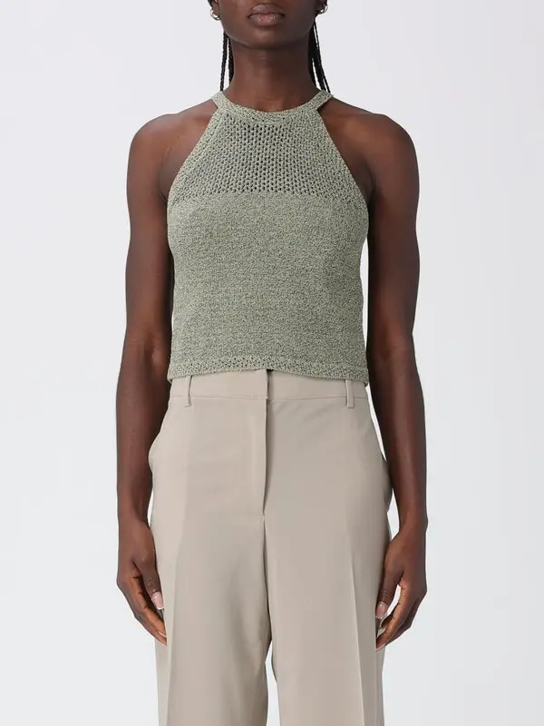 Armani Exchange Halter Neck Knit Top - Kaki