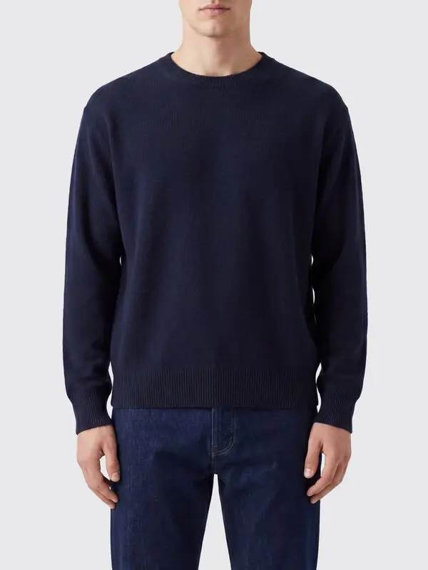THE ROW Long-sleeved Crewneck Sweater In Pure Cashmere - Navy