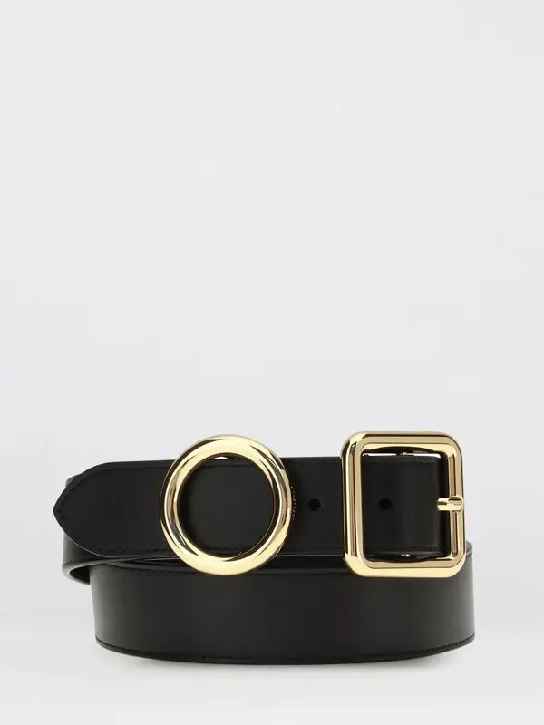 Jacquemus Leather Belt With Gold Tone Buckle