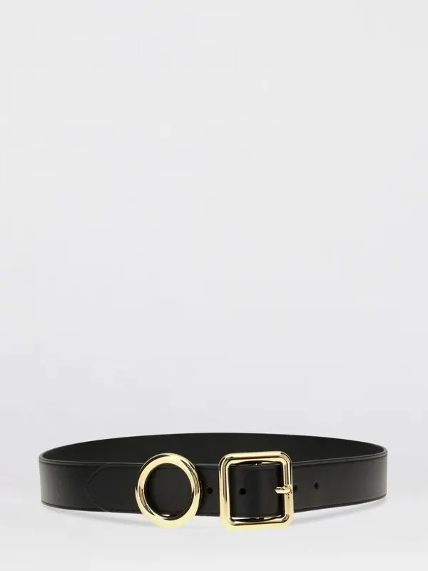 Jacquemus Leather Belt With Gold Tone Buckle