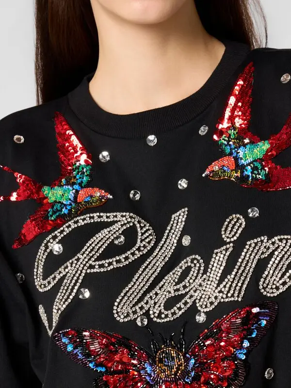 Philipp Plein Rhinestone Logo U-back Sheath Mini Dress