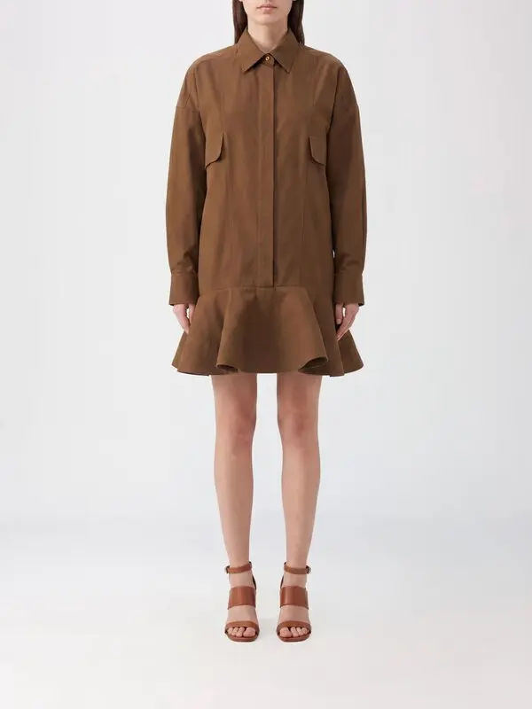 Stella McCartney Cotton Mini Shirt Dress With Ruffles