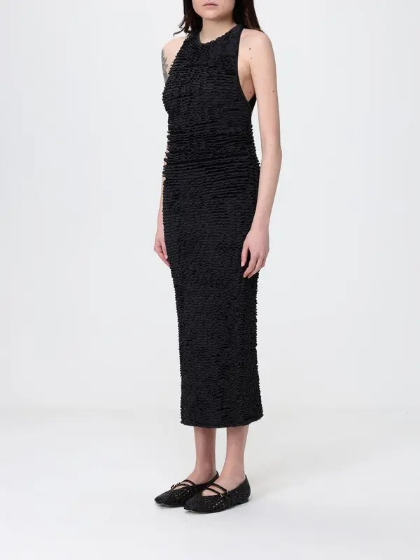 Max Mara Viscose Midi Dress With Ruffles