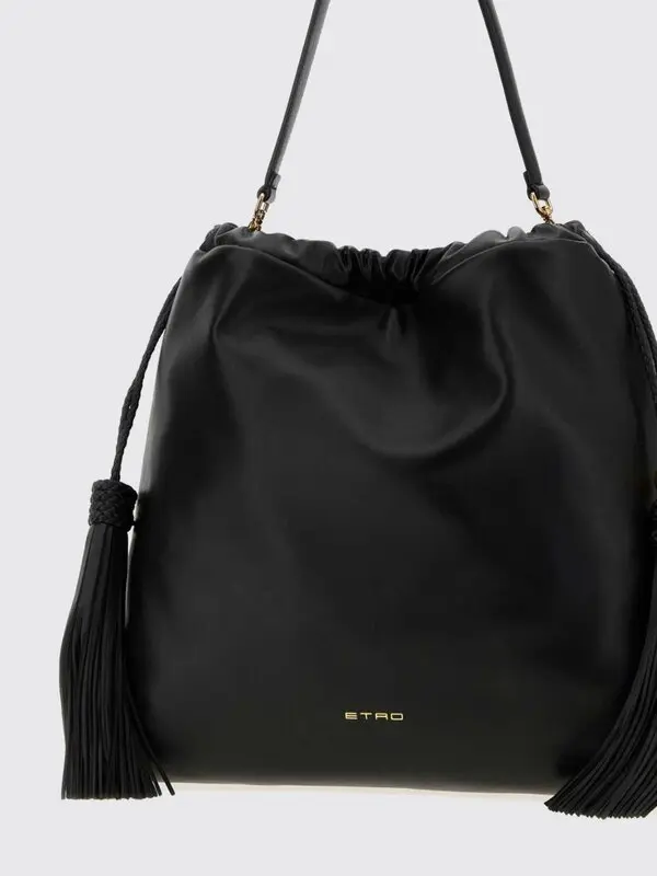 Etro Kalispera Smooth Lambskin Leather Bucket Bag With Tassels