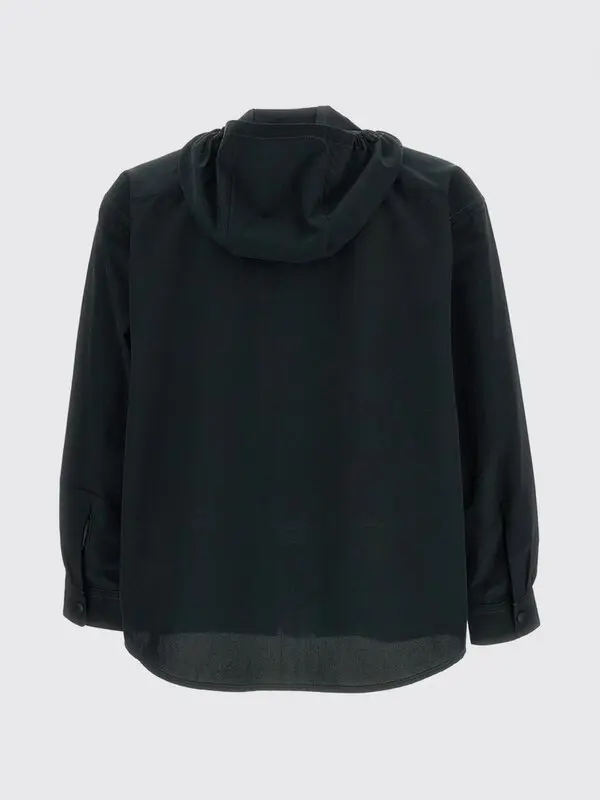 AND WANDER Polyester Windbreaker Jacket With Hood And Patch Pockets
