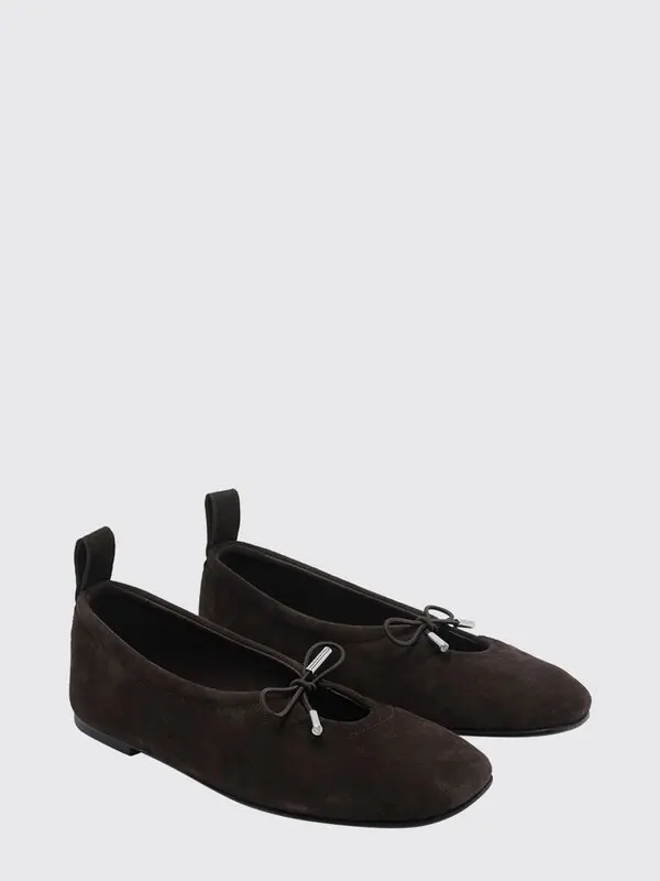 ALOHAS Rosalind Suede Ballet Flats With Bow Detailing - Brown