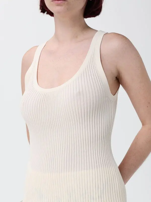 Pinko Ribbed Cotton Blend Top - White