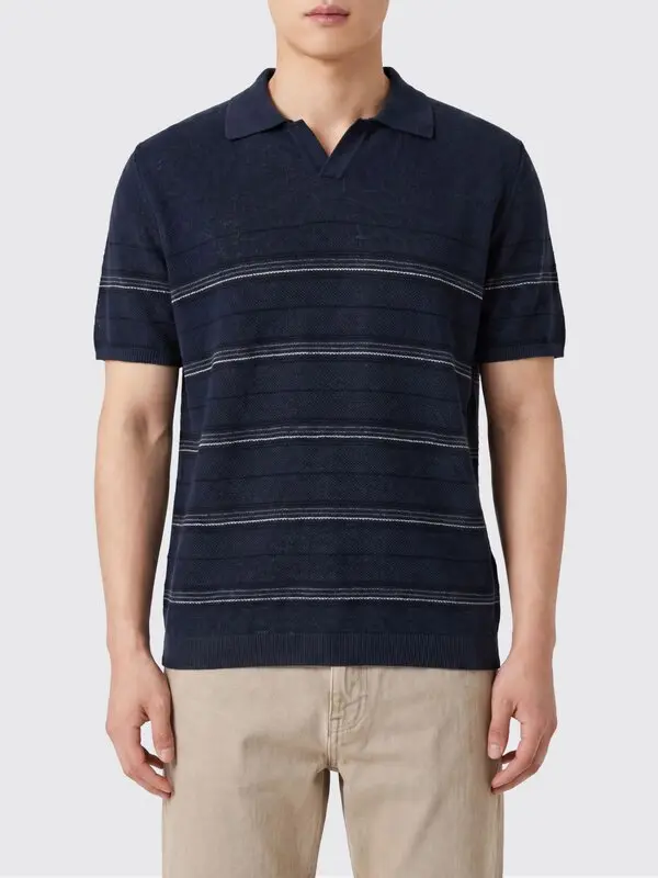 ROBERTO COLLINA Striped Linen Knit Polo Shirt