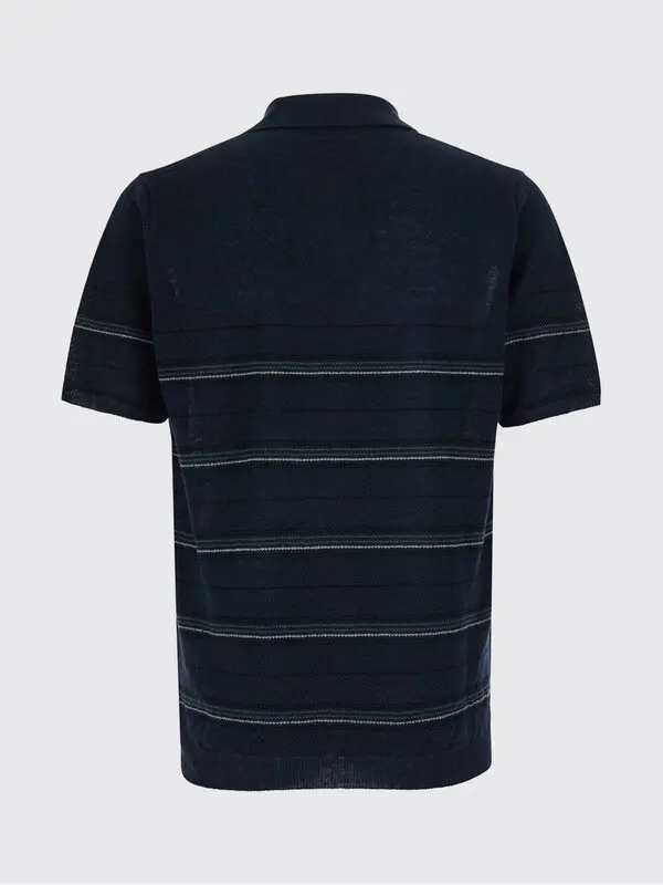 ROBERTO COLLINA Striped Linen Knit Polo Shirt
