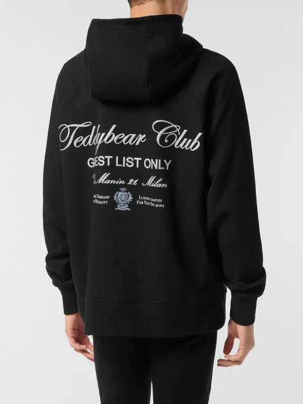 Philipp Plein Cotton Hoodie With Teddy Bear Print - Black