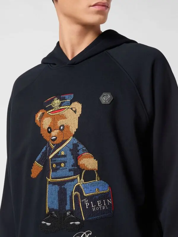 Philipp Plein Cotton Hoodie With Teddy Bear Print