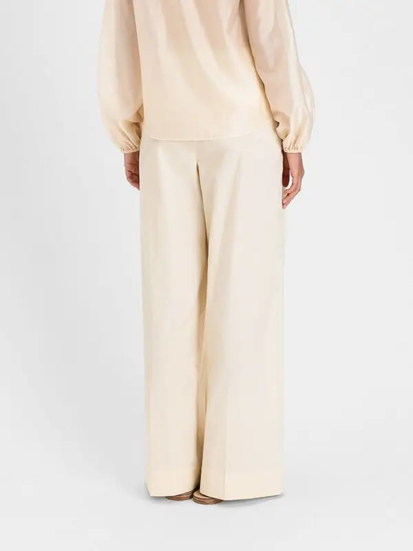 TWINSET Stretch Cotton Wide Leg Trousers