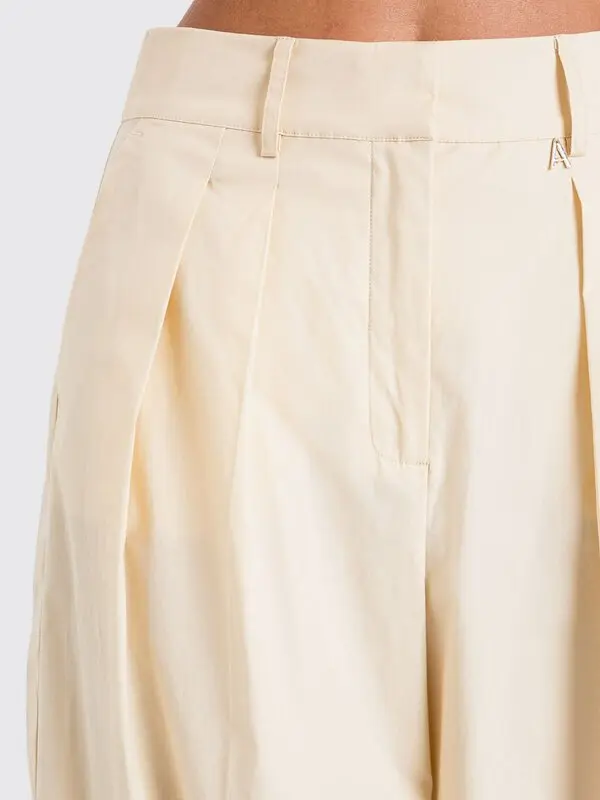 TWINSET Stretch Cotton Wide Leg Trousers