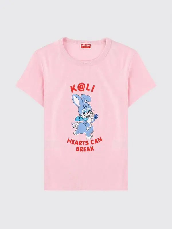 Kenzo Short-sleeved Cotton T-shirt With Contrast Logo Print