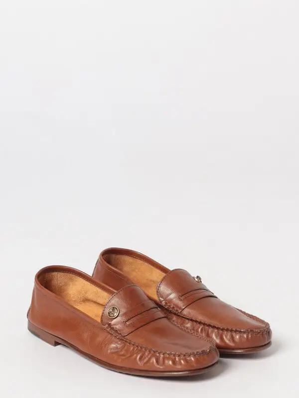 Versace Aged Leather Loafers With Medusa Logo