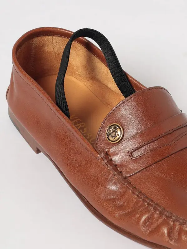 Versace Aged Leather Loafers With Medusa Logo