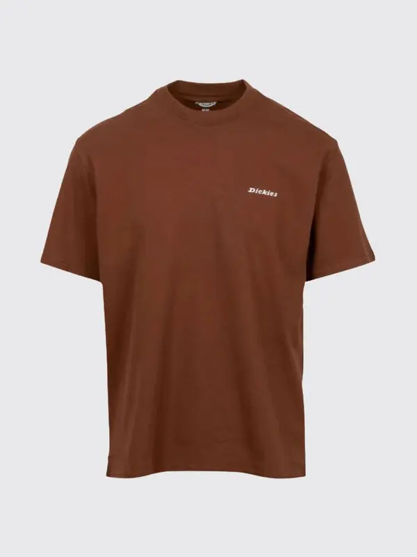 Dickies Cotton Crew Neck T-shirt With Short Sleeves And Contrast Chest Logo - Brown