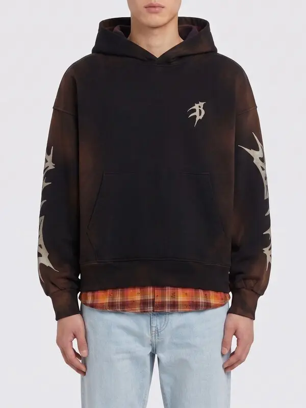 BARROW Cotton Hoodie With Distressed Graphic Print And Logo