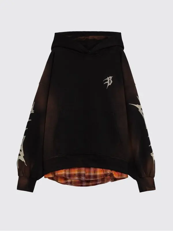 BARROW Cotton Hoodie With Distressed Graphic Print And Logo