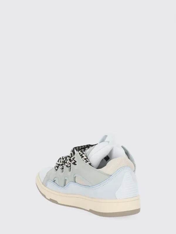 LANVIN Suede And Mesh Curb Sneakers - Blue