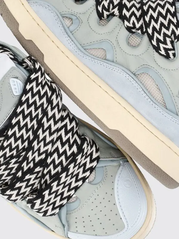 LANVIN Suede And Mesh Curb Sneakers - Blue