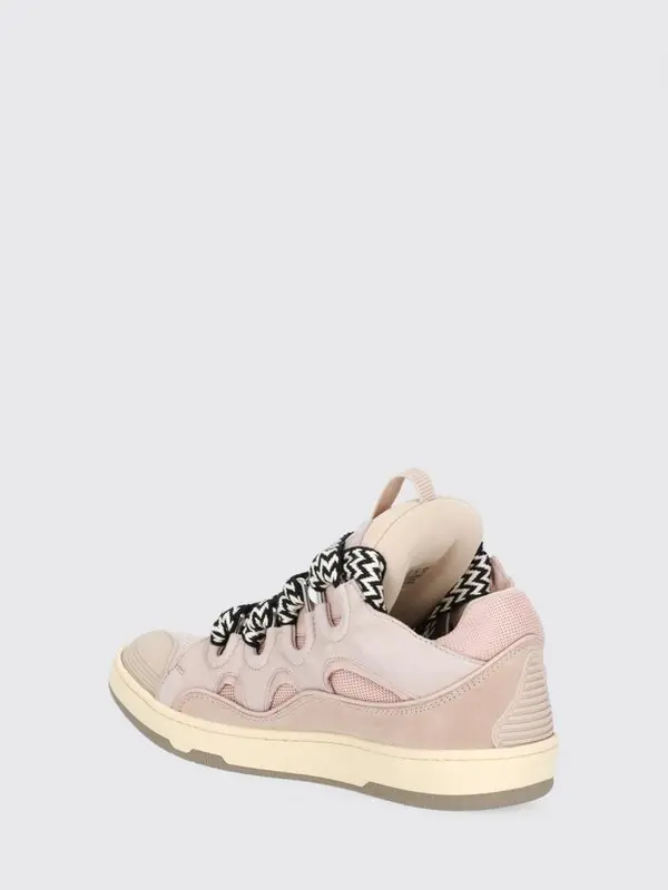 LANVIN Suede And Mesh Curb Low Top Sneakers - Pink