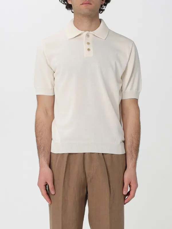 ZANONE Cotton Knit Polo Shirt - Beige