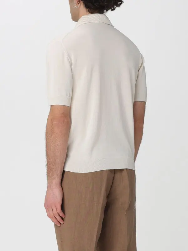 ZANONE Cotton Knit Polo Shirt - Beige