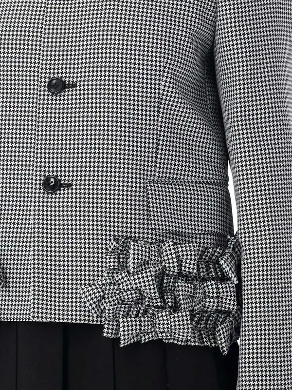Comme Des Garçons Houndstooth Slim Fit Cropped Blazer With All-over Bows