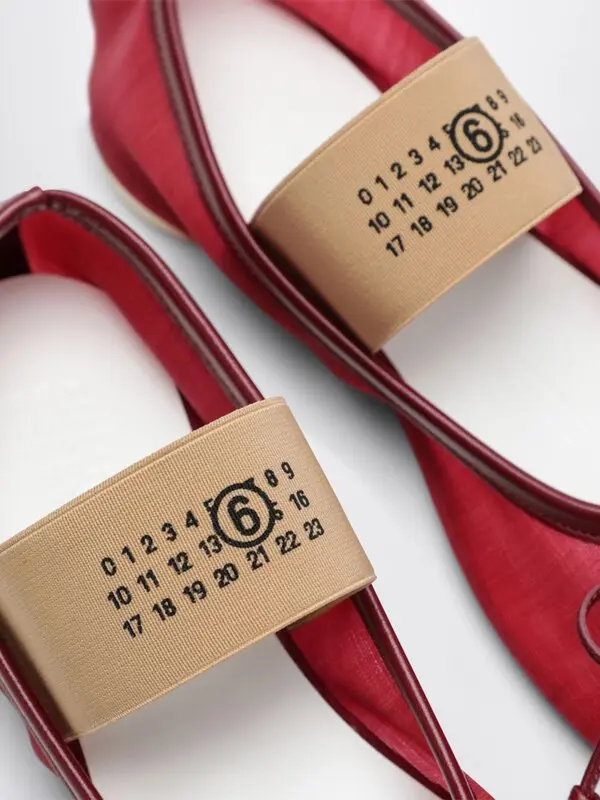 MAISON MARGIELA Asymmetric Toe Nylon Mary Jane Flats - Wine