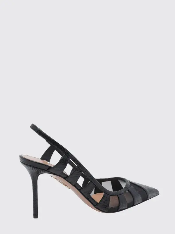 AQUAZZURA Python-print Mesh Nylon Slingback Pumps With Stiletto Heel